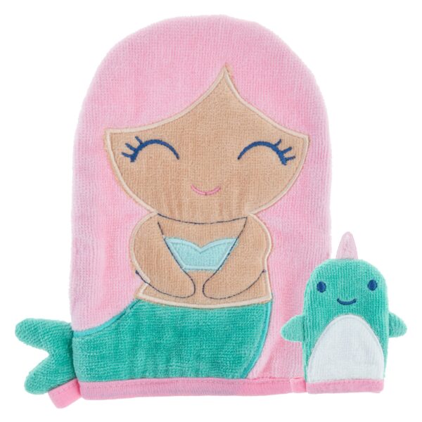 Stephen Joseph Bath Mitts With Finger Puppet - SugarDots